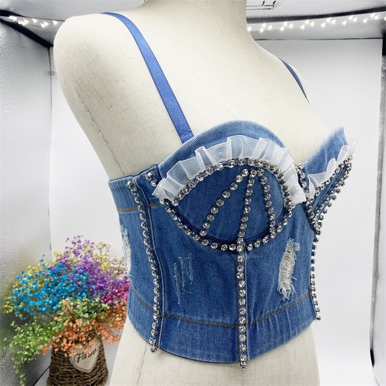 Lace And Bead Embellished Bra Push Up Lace Bustier